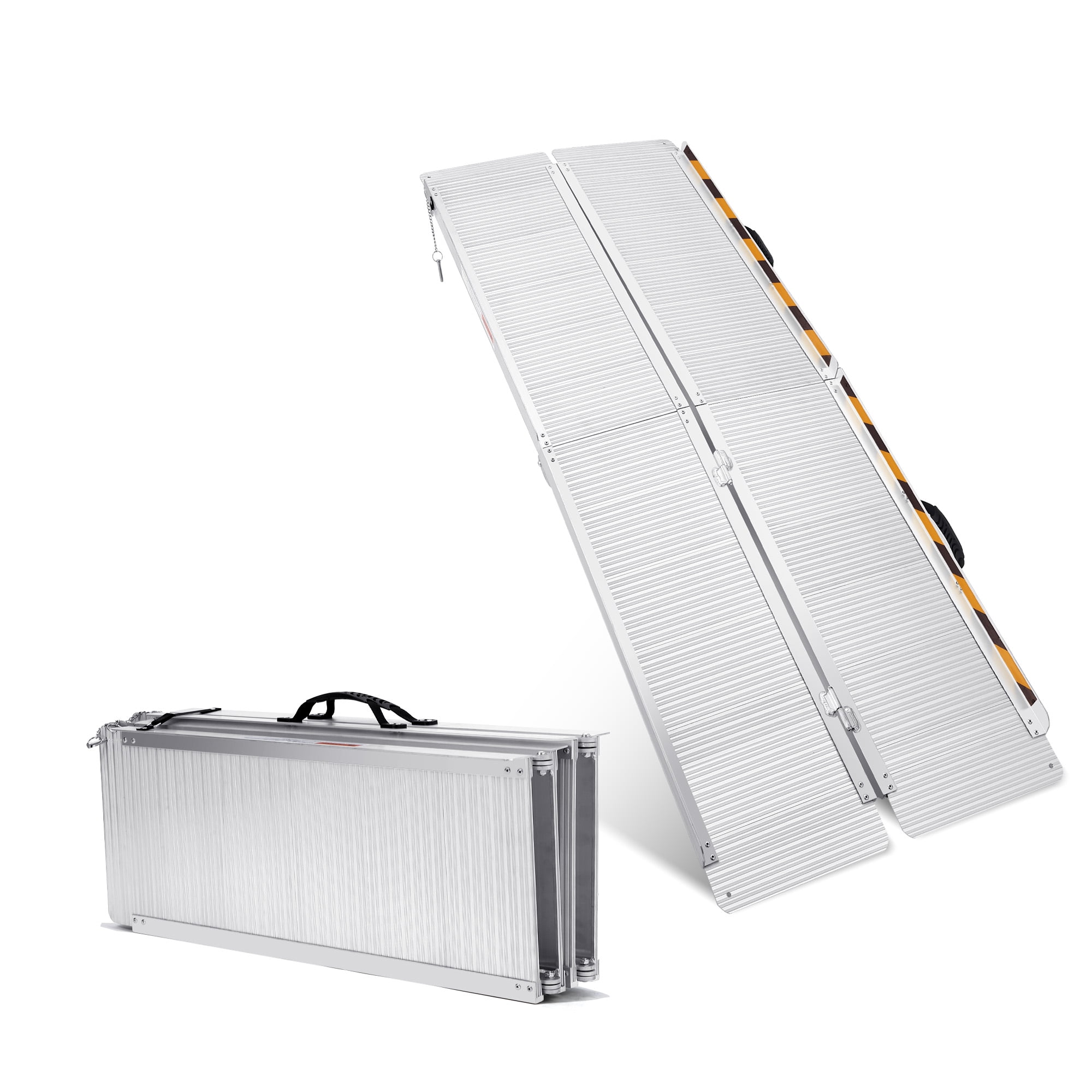 8 Feet Portable Wheelchair Ramp, Non-Skid Aluminum Handicap Ramps with ...