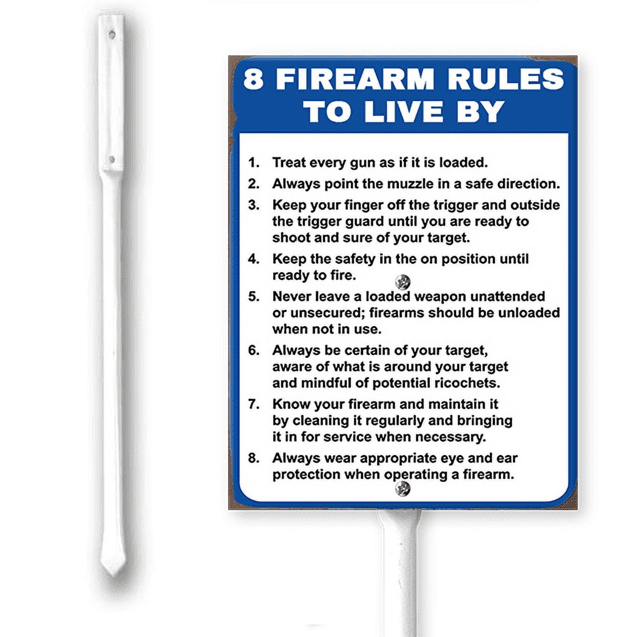 8 Firearm Rules to Live Security Yard Sign With Stakes Outdoor Lawn ...