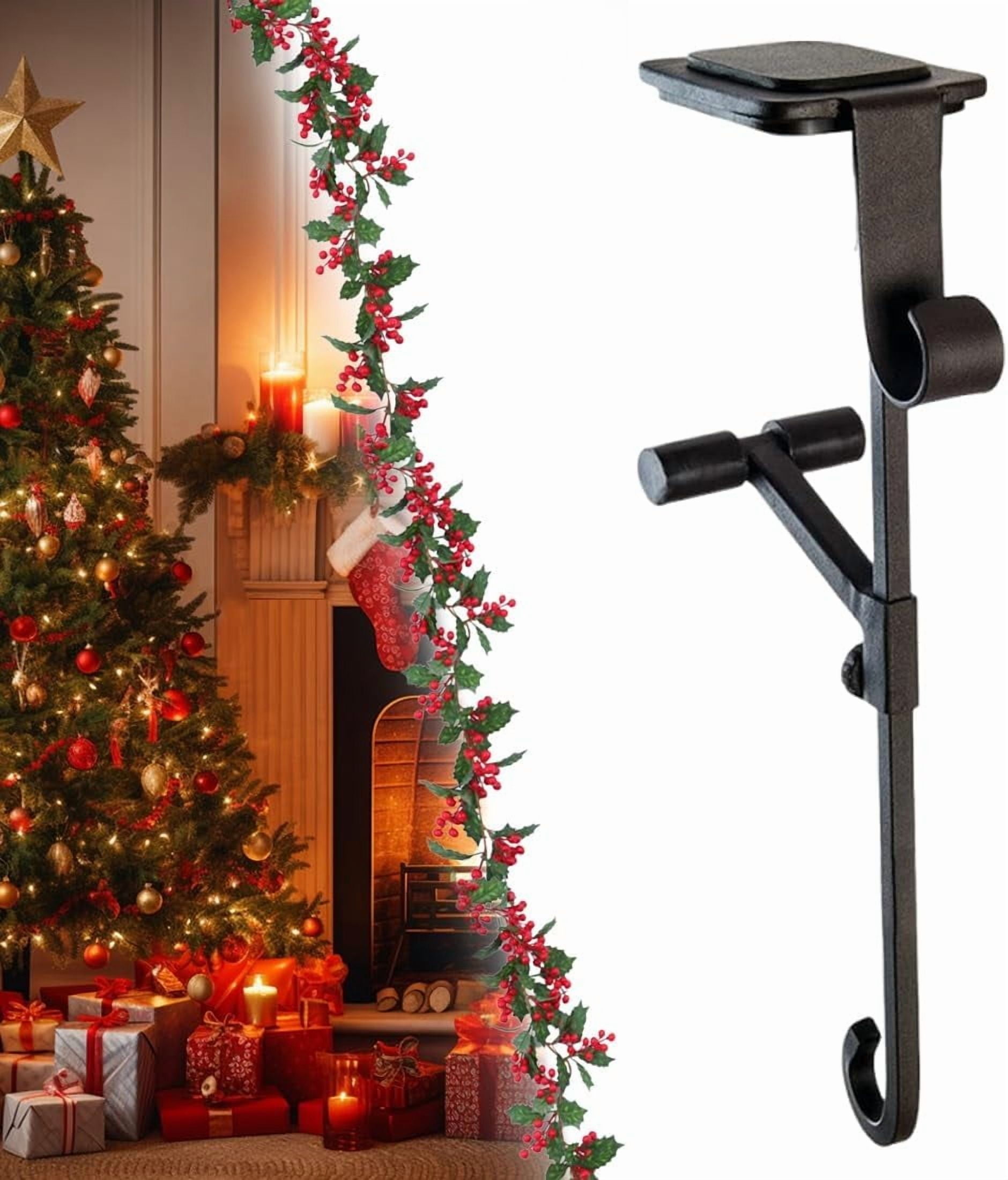 8"Fireplace Stocking and Garland Hangers No Drill, 2 in 1 Heavy Duty ...