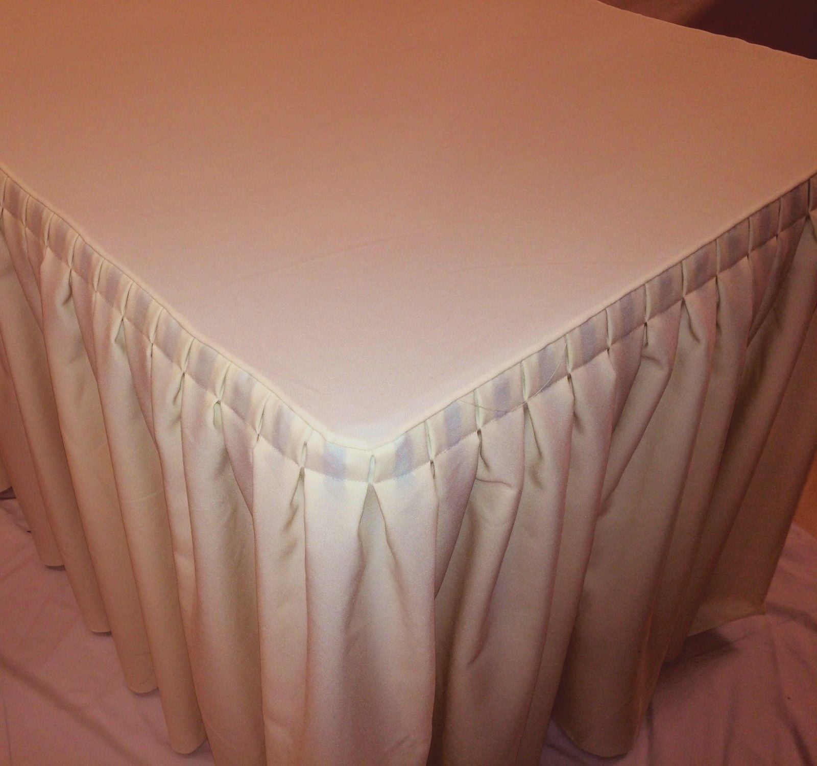8' Fitted Polyester Double Pleated Table Skirting Cover w/Top Topper 21 ...