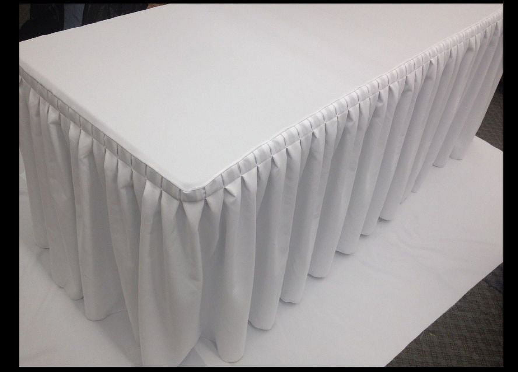 8' Fitted Polyester Double Pleated Table Skirting Cover w/Top Topper 21 ...