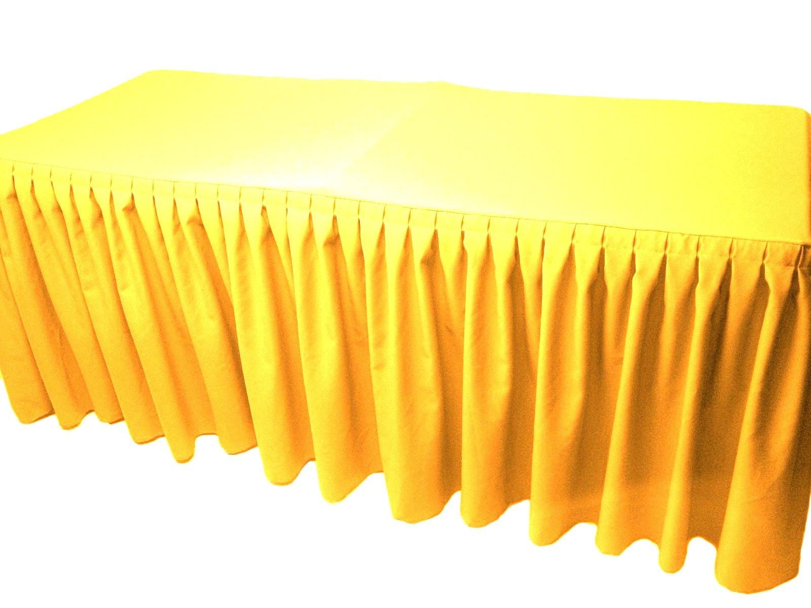 8' Fitted Polyester Double Pleated Table Skirting Cover w/Top Topper 21 ...