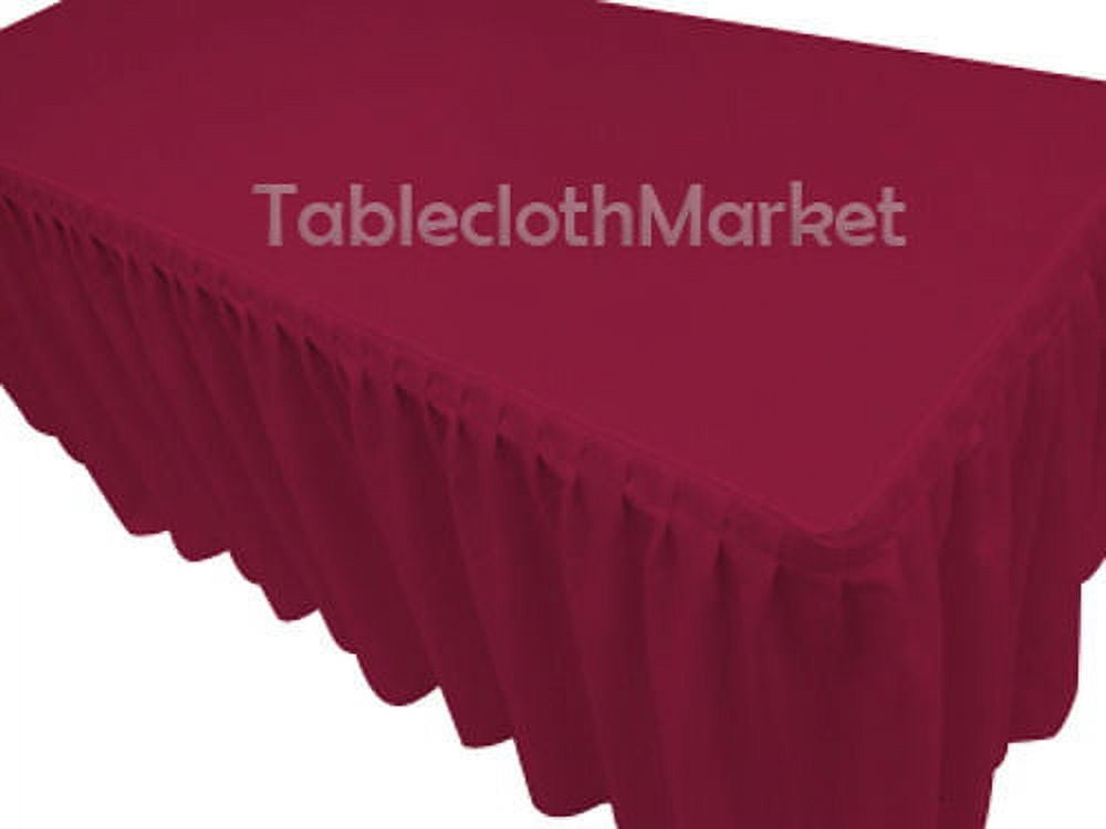 8' Fitted Polyester SINGLE Pleated Table Skirting Cover w/Top Topper 24 ...