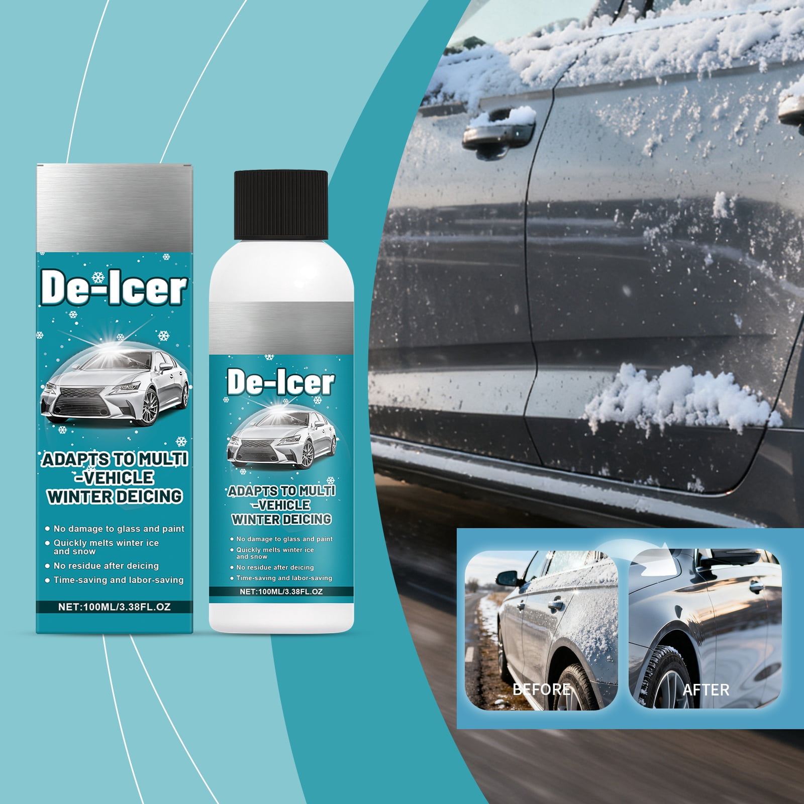 8 Fl Oz Car De-Icer Spray, Fast-Acting & Effective Ice Melting Spray ...