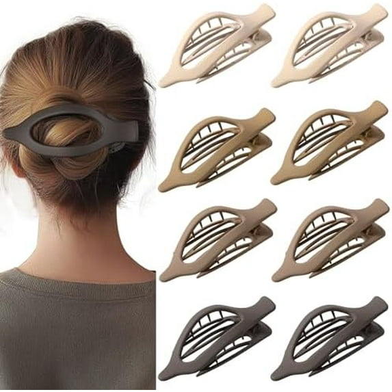 8 Flat Brown Hair Clips - Neutral Matte Brown Claw Clips for Women ...
