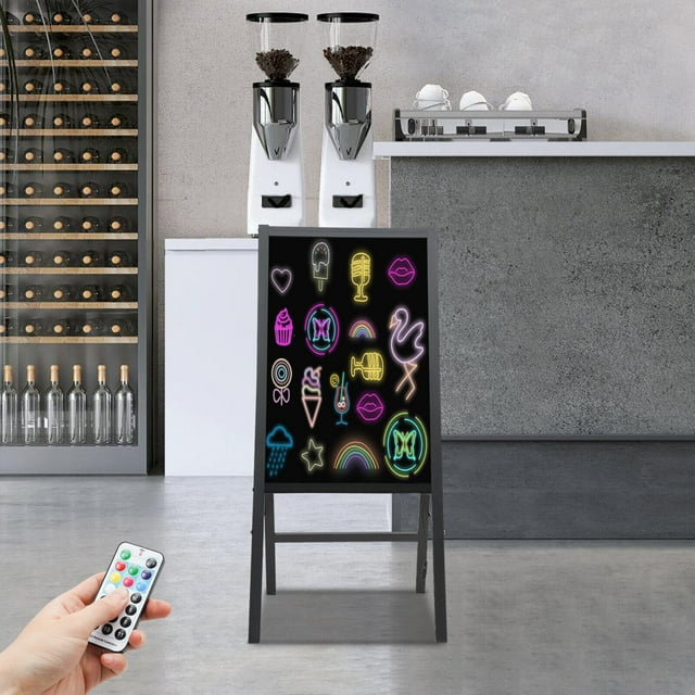 8 Fluorescent Markers LED Message Writing Board DIY Standing Menu Sign ...