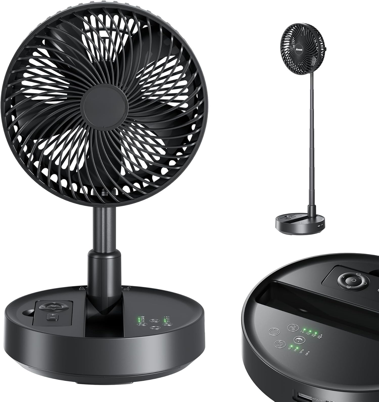 8'' Foldable Oscillating Fan, Operated with Remote & Timer, Height ...