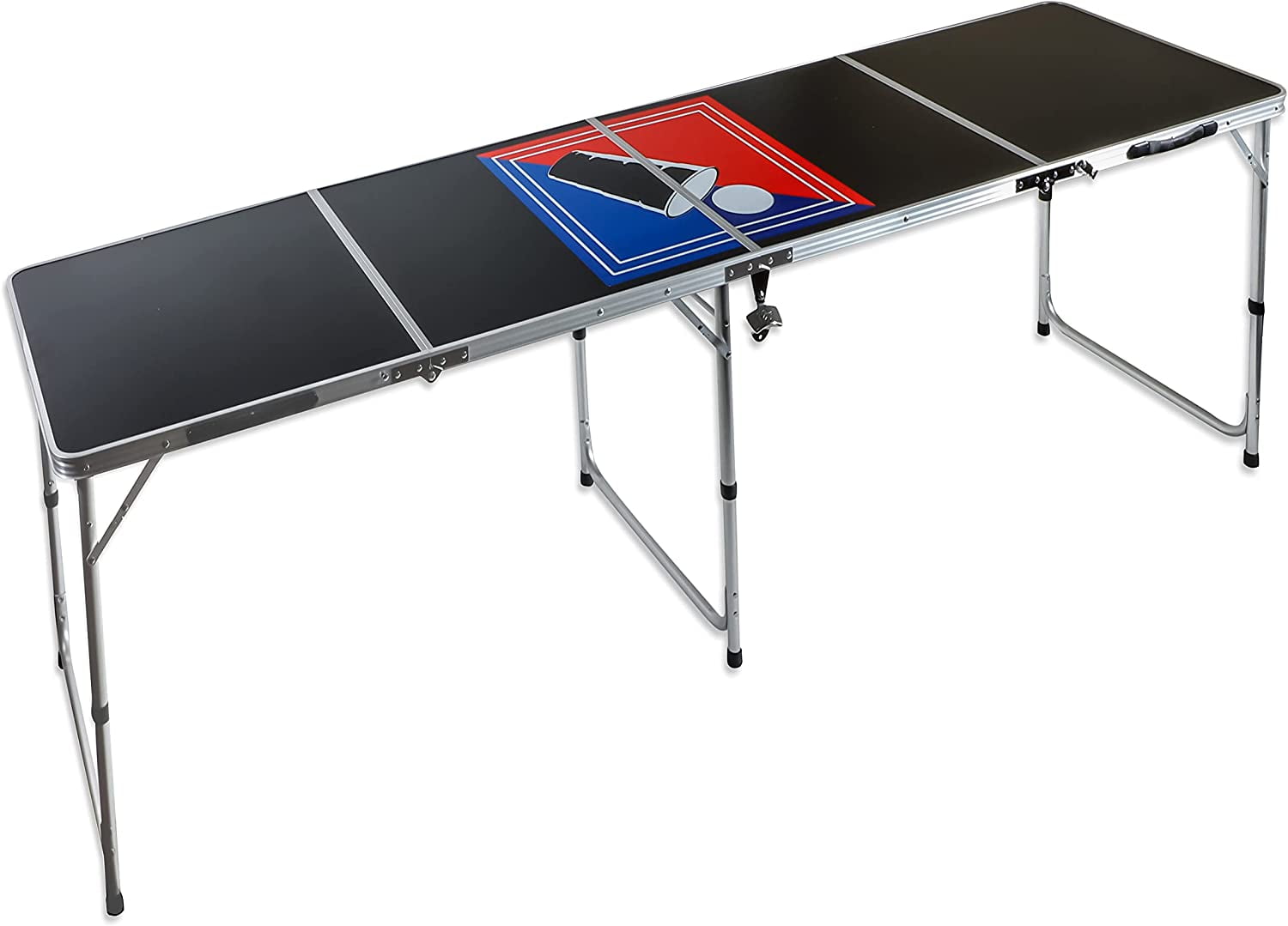 8' Folding Beer Pong Table with Bottle Opener, Ball Rack and 6 Pong ...