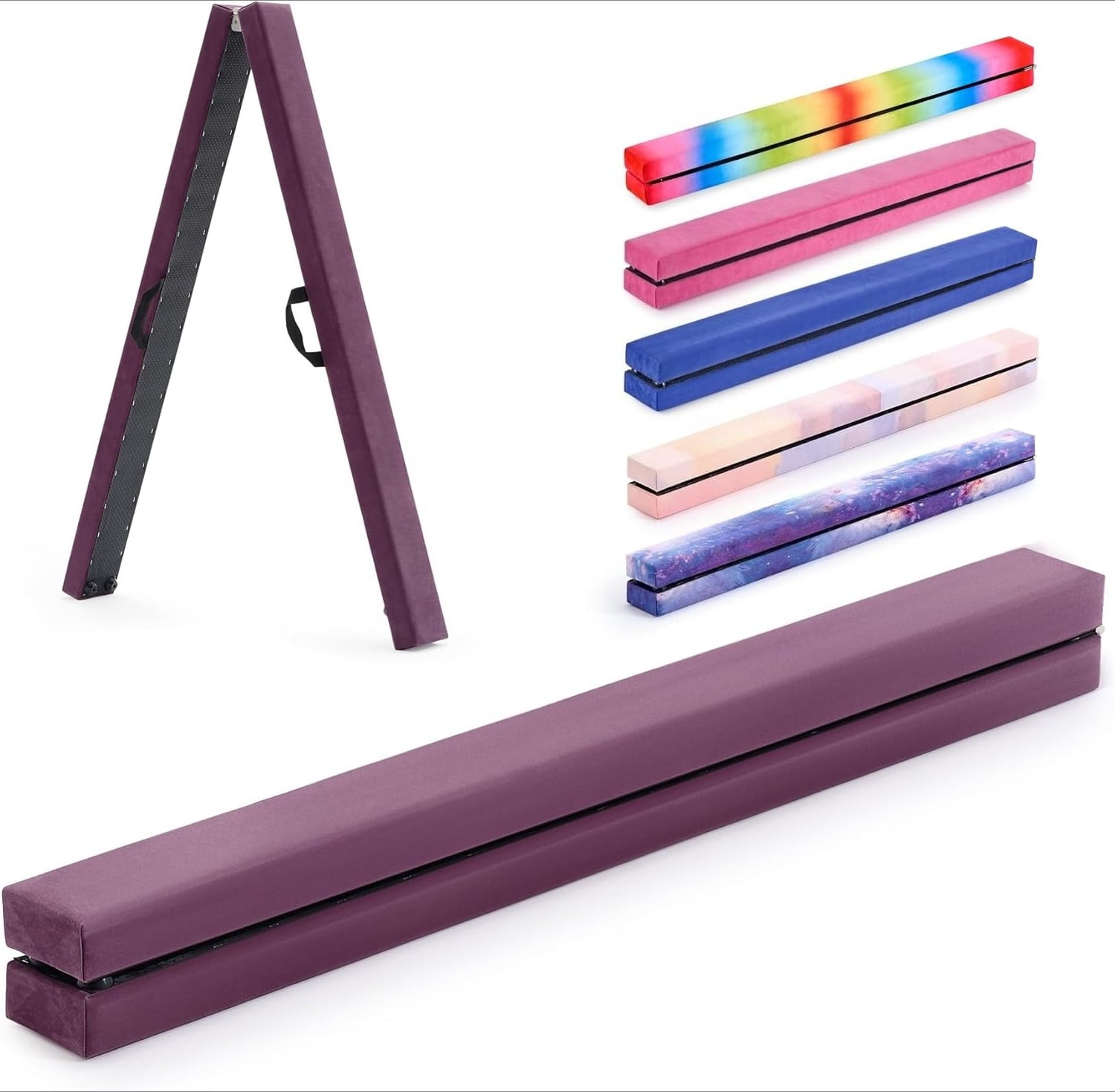 8' Folding Gymnastics Balance Beam, Floor Balance Beam w/Carry Handles ...