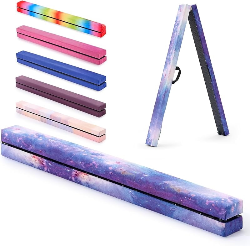 8' Folding Gymnastics Balance Beam, Floor Balance Beam w/Carry Handles ...