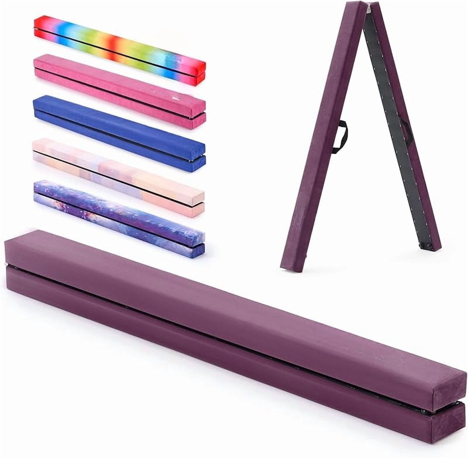 8' Folding Gymnastics Balance Beam, Floor Balance Beam w/Carry Handles ...