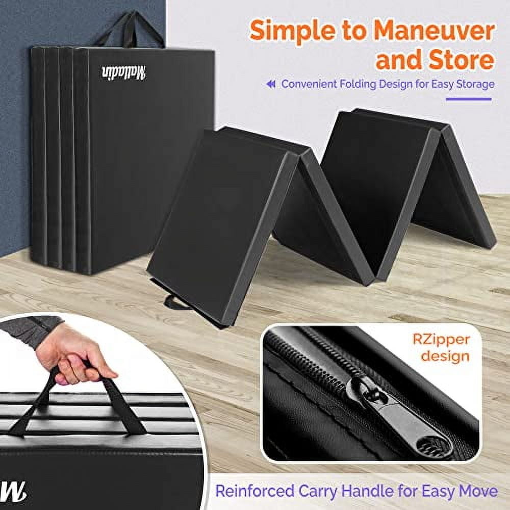 8' Folding Gymnastics Gym Exercise Aerobics Mat, 8ft x 2ft x 2in PU ...