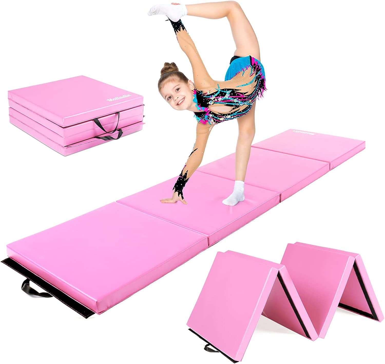 8' Folding Gymnastics Gym Exercise Aerobics Mat, 8ft x 2ft x 2in PU ...