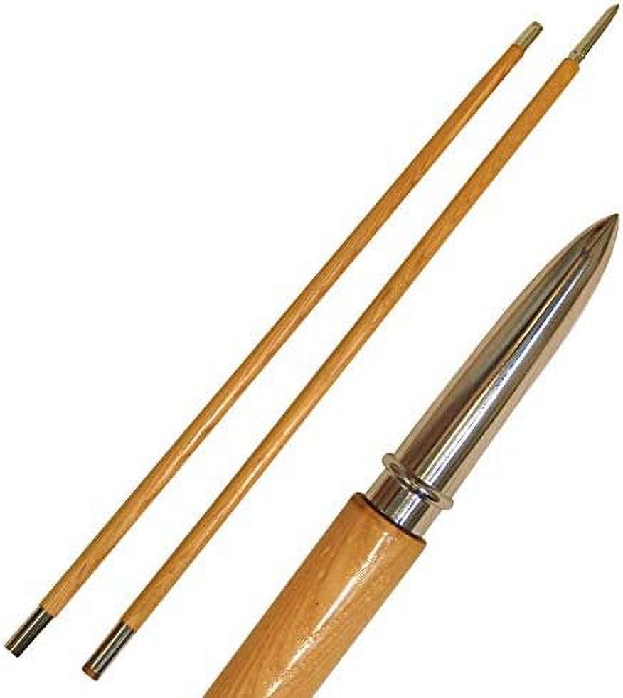 8 Foot Flagpole - Natural Wood Finish, Chrome Joint Ferrule, Spear ...