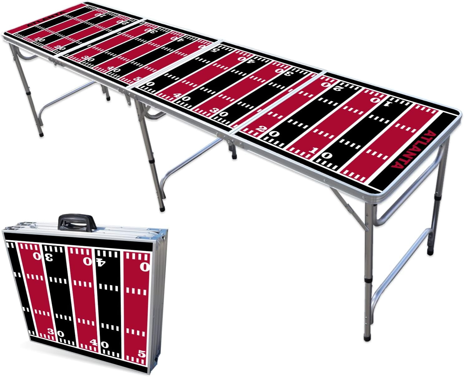 8-Foot Folding Portable Pong Table w/Optional Cup Holes & LED Lights ...