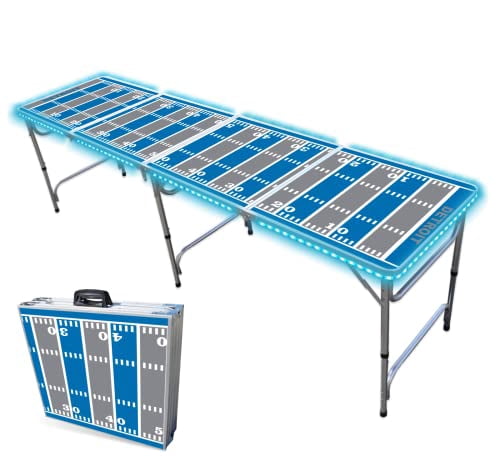 8-Foot Folding Portable Pong Table w/Optional Cup Holes & LED Lights ...