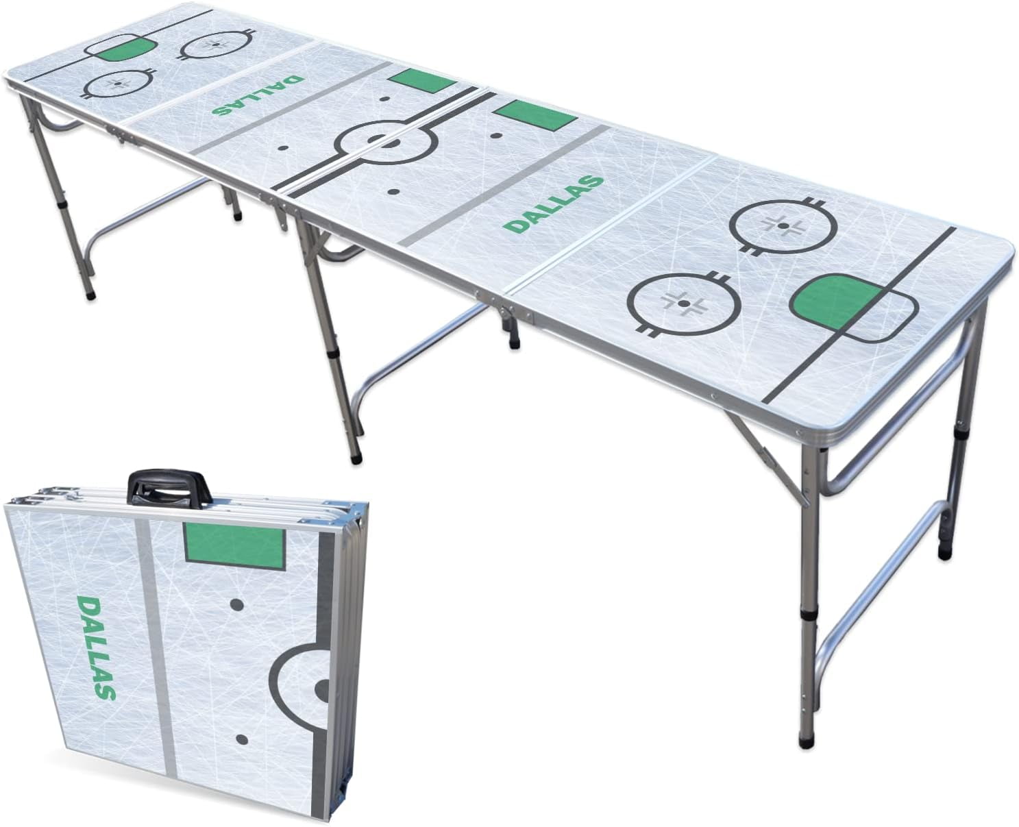 8-Foot Folding Portable Pong Table w/Optional Cup Holes & LED Lights ...