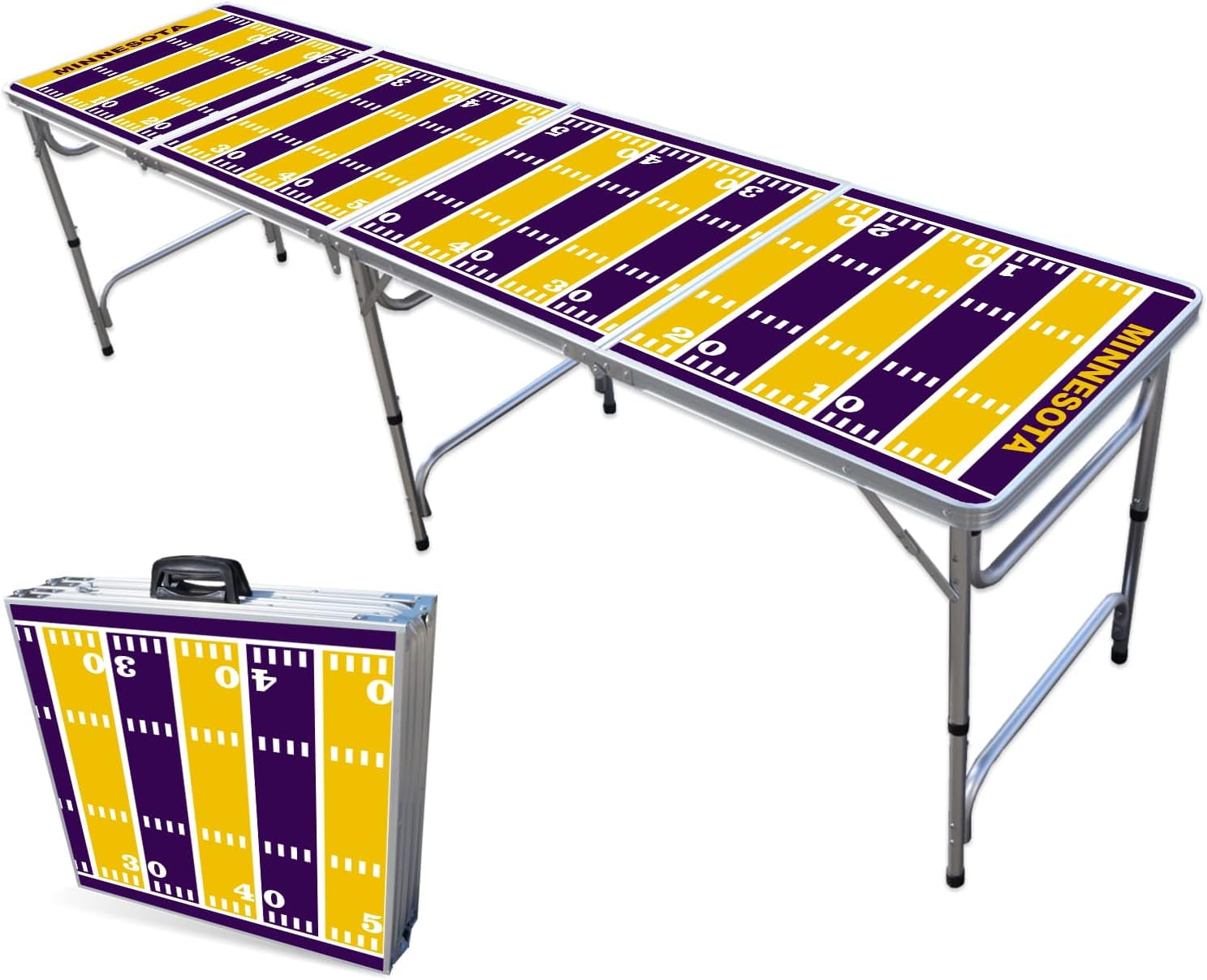 8-Foot Folding Portable Pong Table w/Optional Cup Holes & LED Lights ...