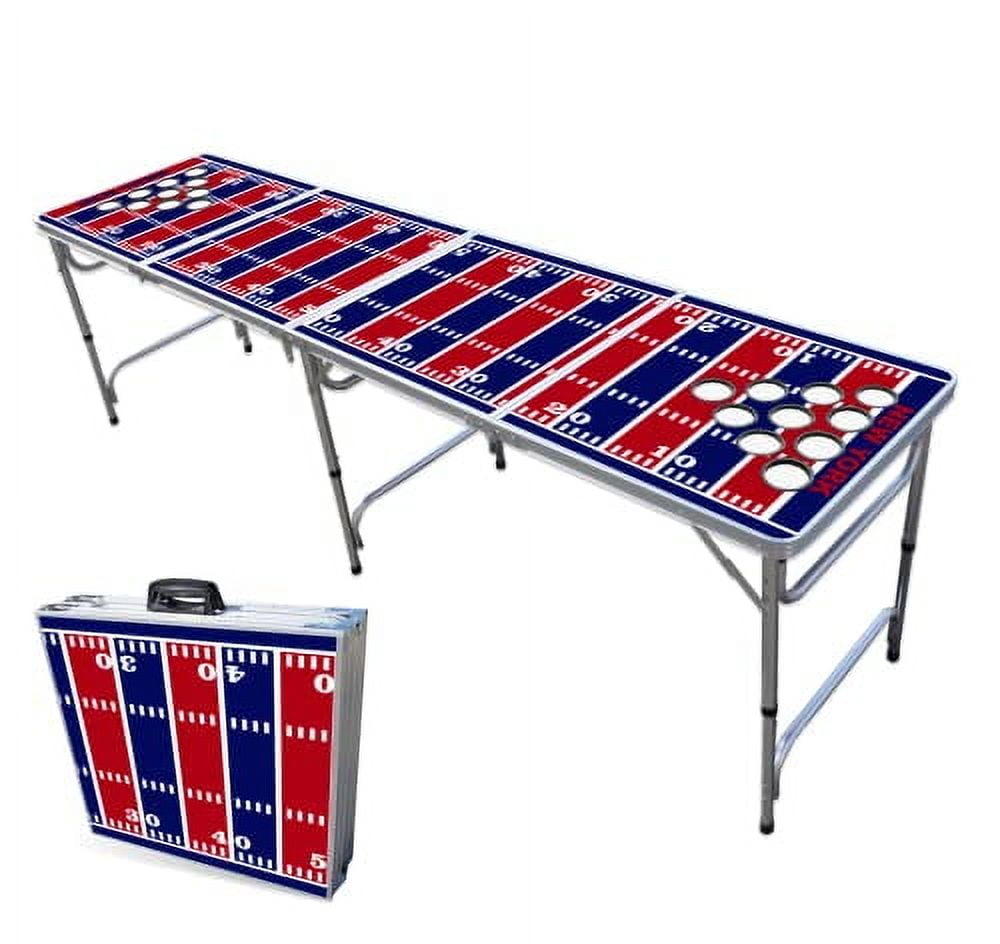 8-Foot Folding Portable Pong Table w/Optional Cup Holes & LED Lights ...