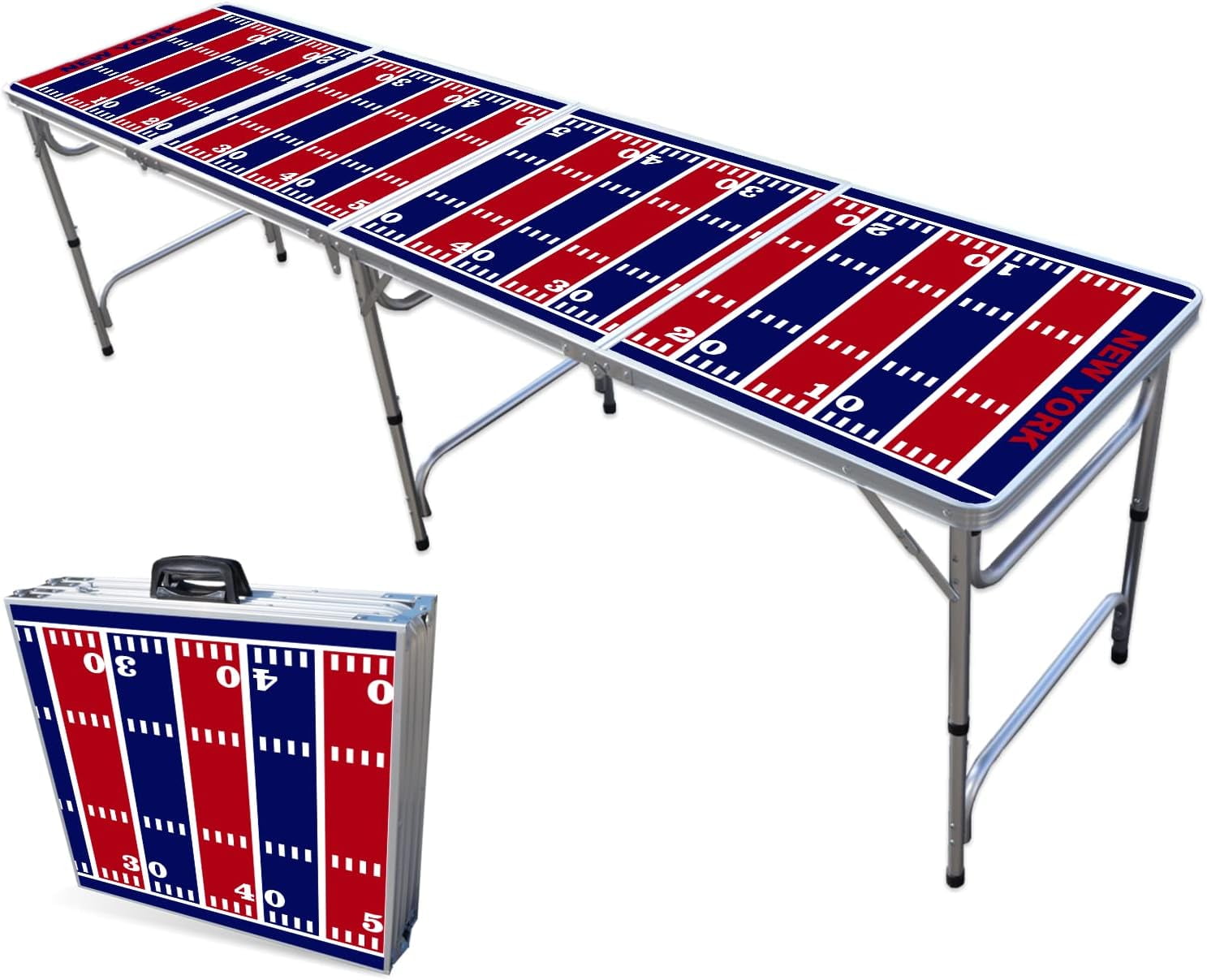 8-Foot Folding Portable Pong Table w/Optional Cup Holes & LED Lights ...