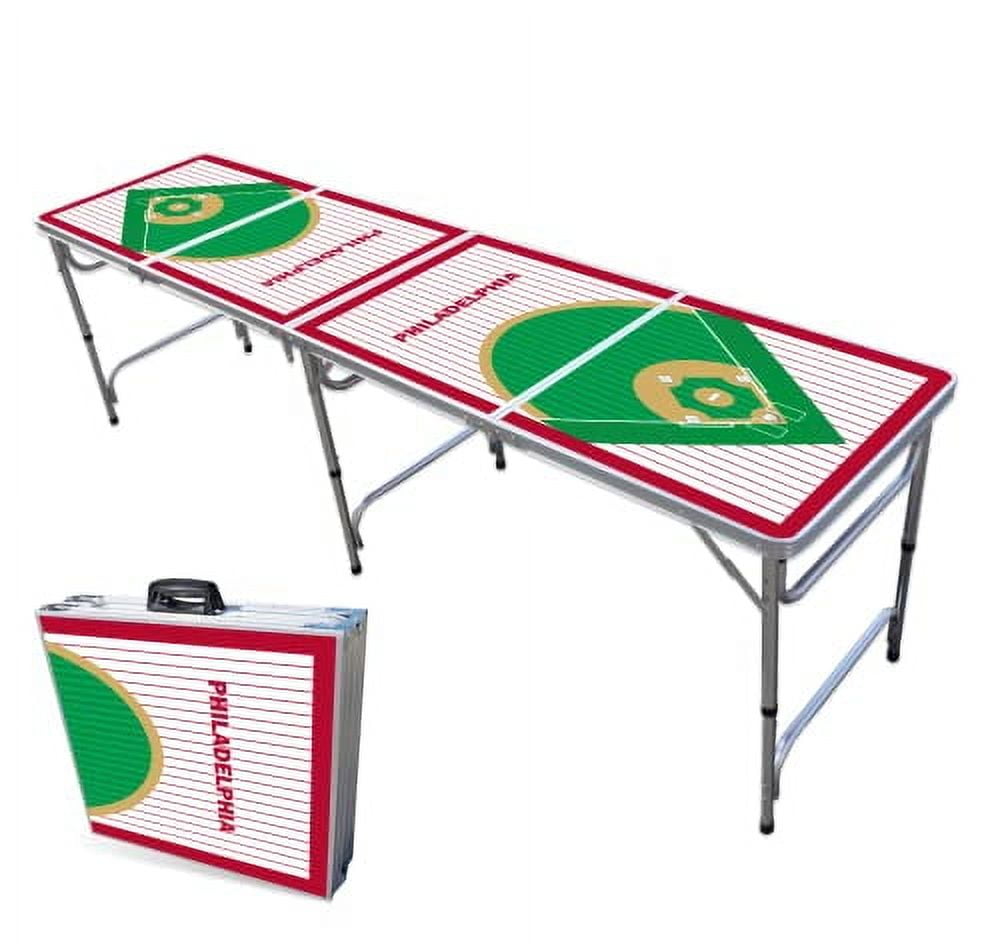 8-Foot Folding Portable Pong Table w/Optional Cup Holes & LED Lights ...