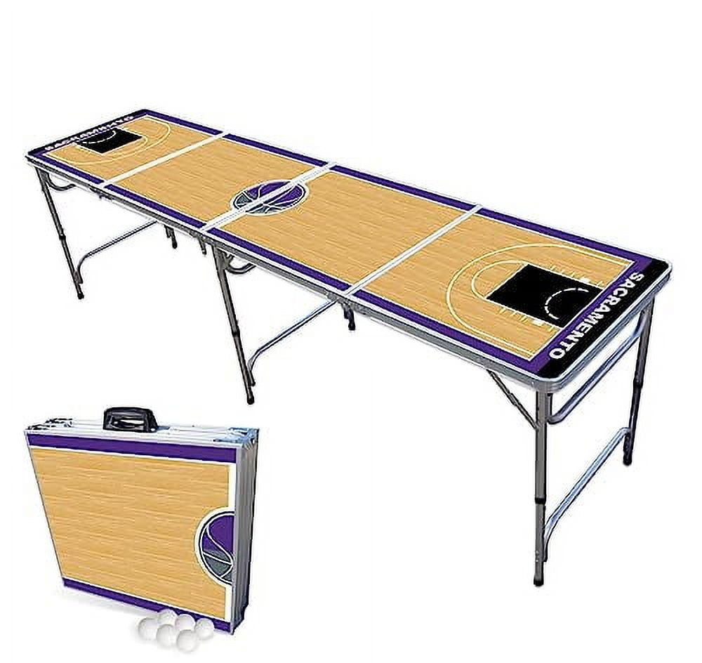8-Foot Folding Portable Pong Table w/Optional Cup Holes & LED Lights ...