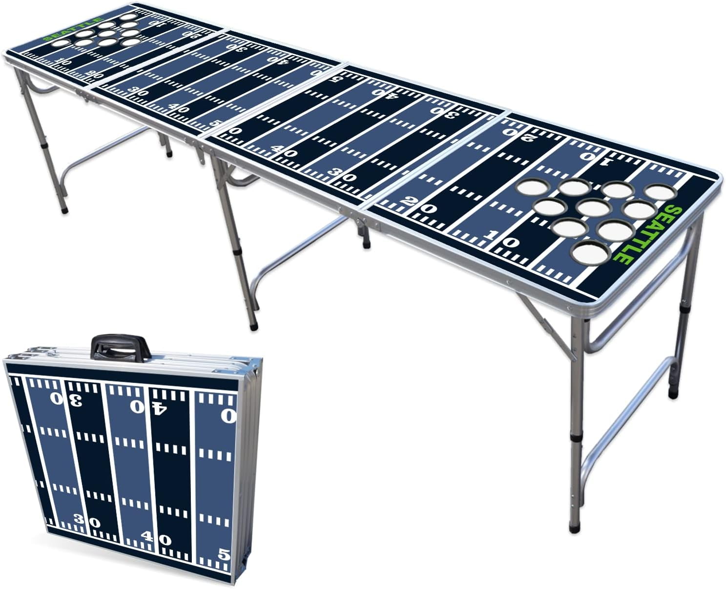 8-Foot Folding Portable Pong Table w/Optional Cup Holes & LED Lights ...