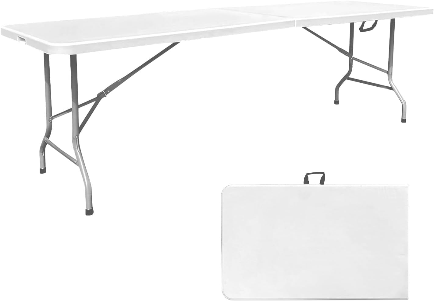 8 Foot Folding Table 8ft Foldable Portable Plastic Picnic Tables with ...