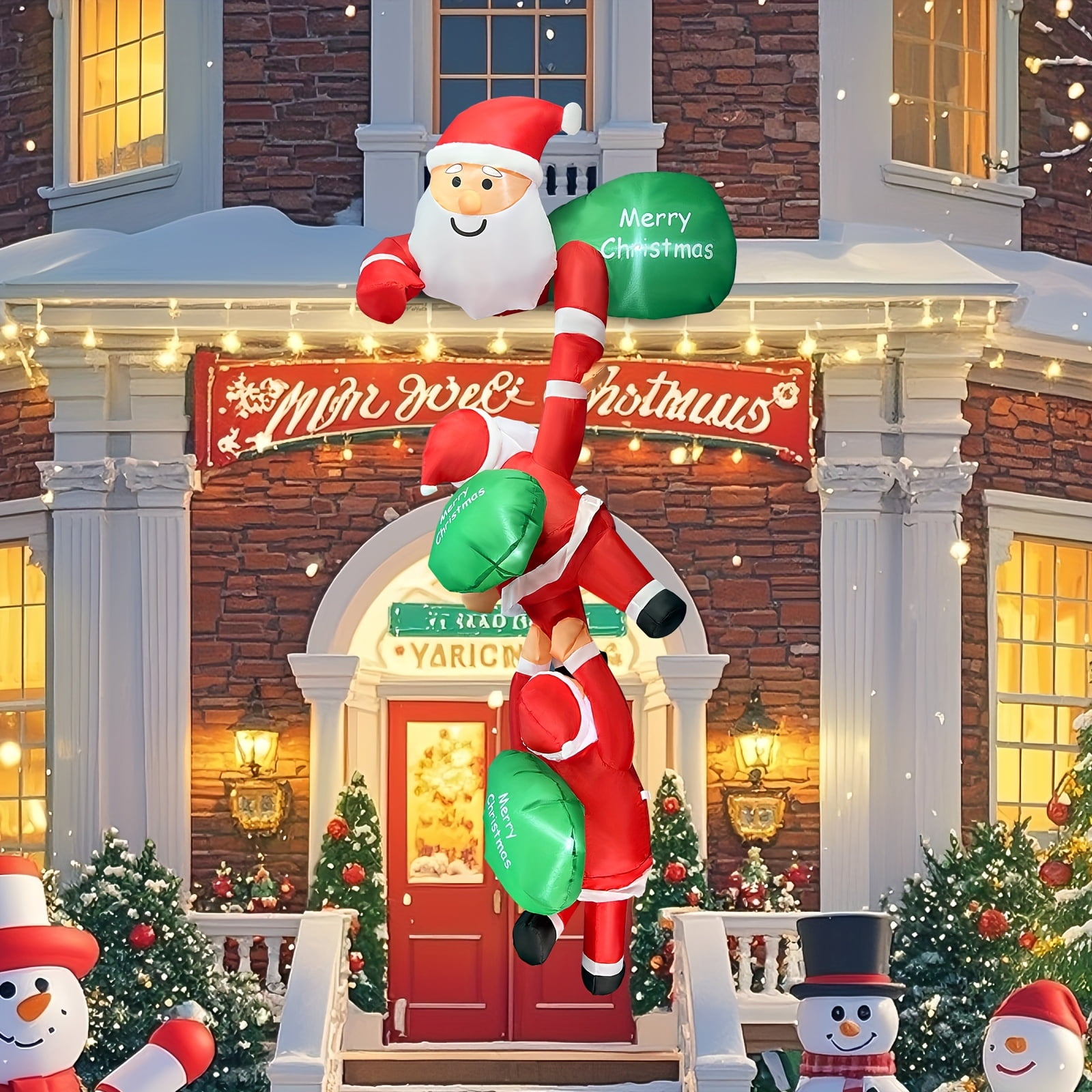 8-Foot Inflatable Climbing Santa Claus - LED Lighted Climbing Santa ...