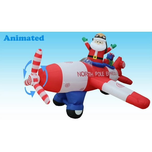 Christmas Inflatable Decorations with Santa Airplane and Snowman