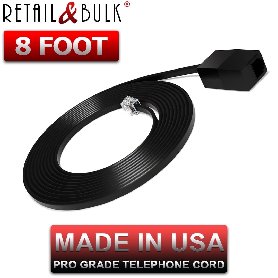 8 Foot Phone Extension Cord for Landline Telephones • High End Quality ...