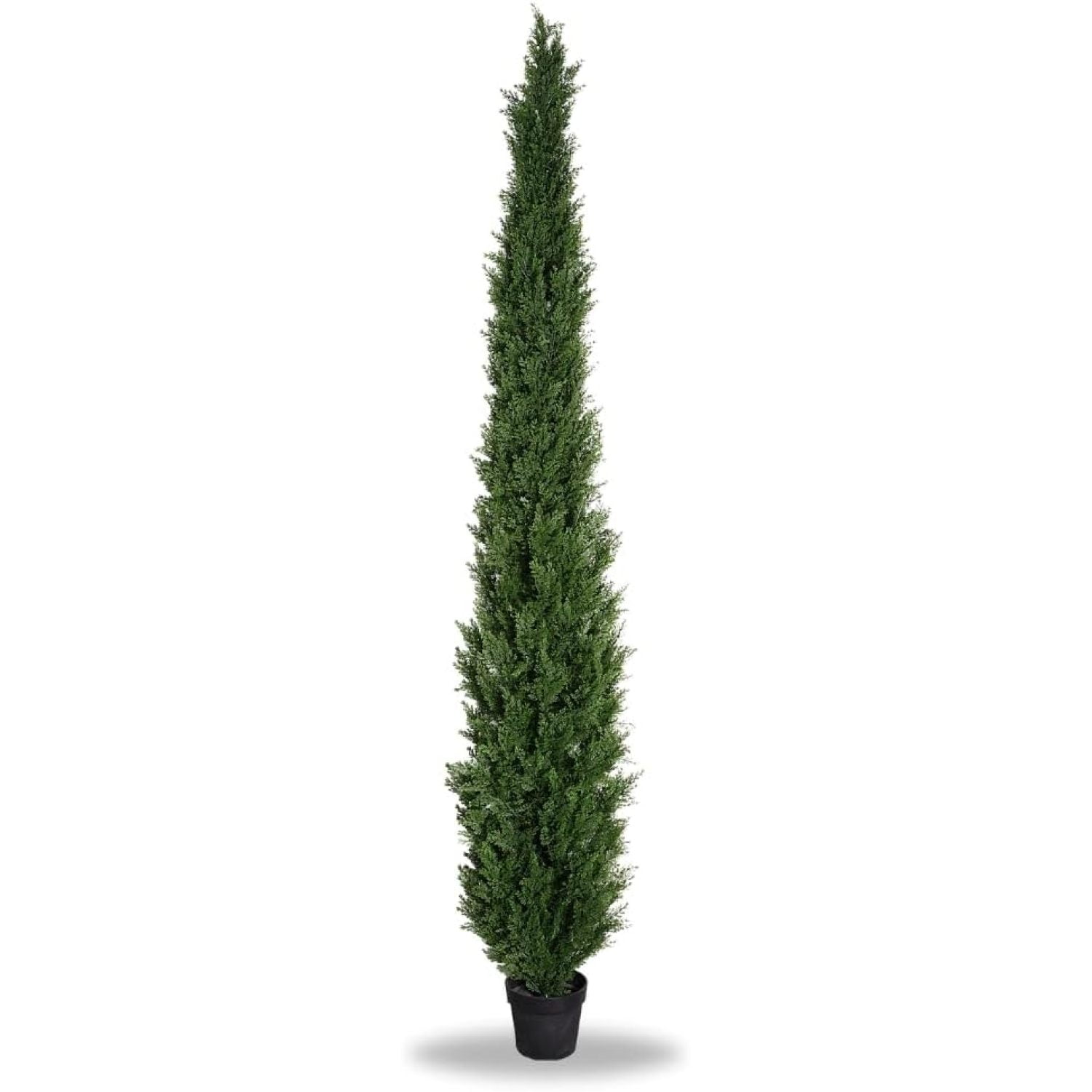 8 Foot Pre-Potted Outdoor Artificial Cedar Tree for Front Porch Decor ...