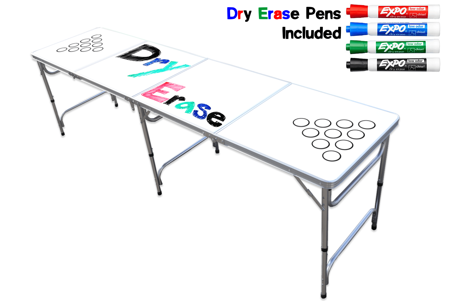 8-Foot Professional Beer Pong Table w/ Cup Holes - Dry Erase Edition ...