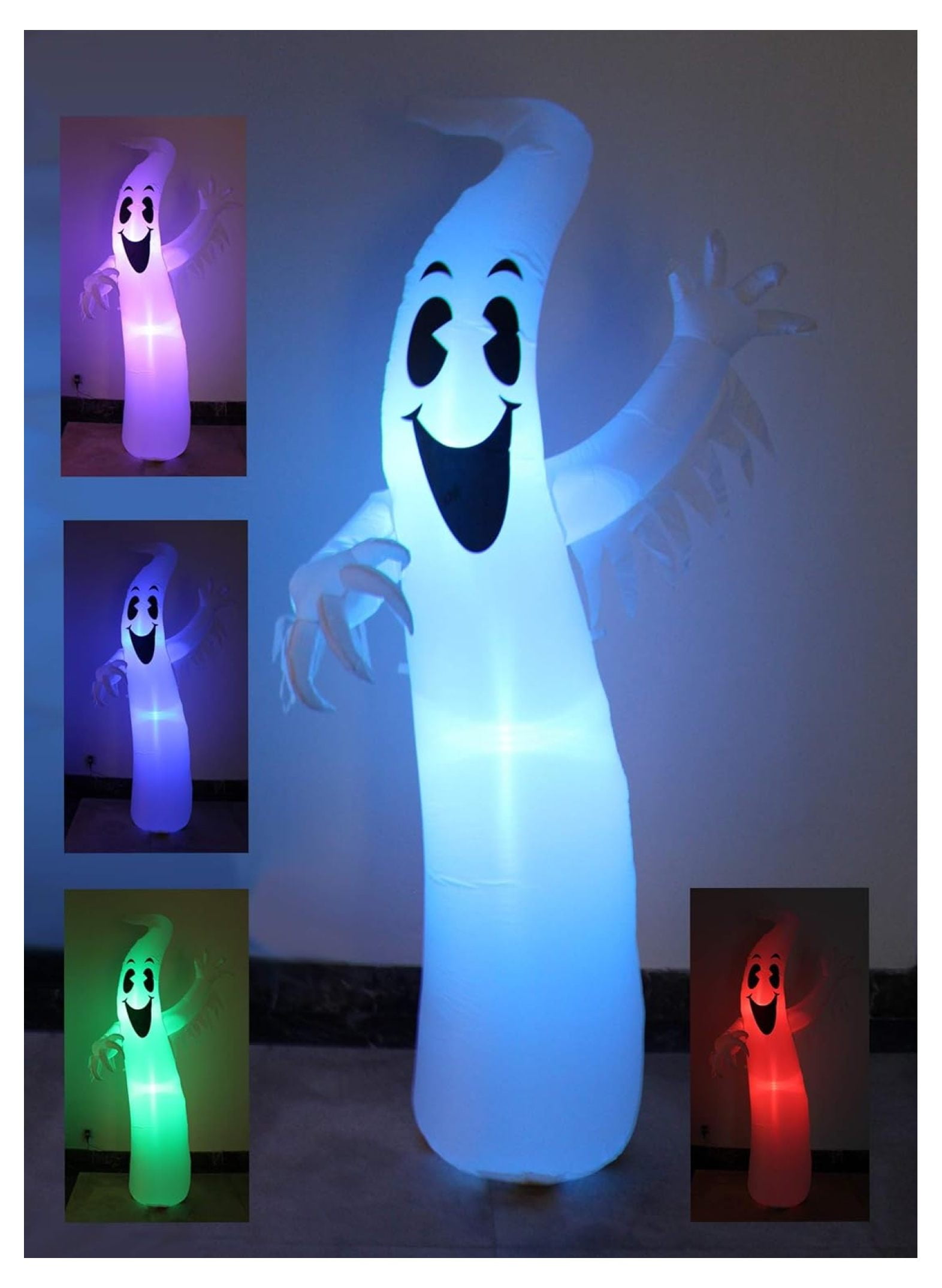 8 Foot Tall Lighted Inflatable Ghost Monster with Color Changing LEDs ...