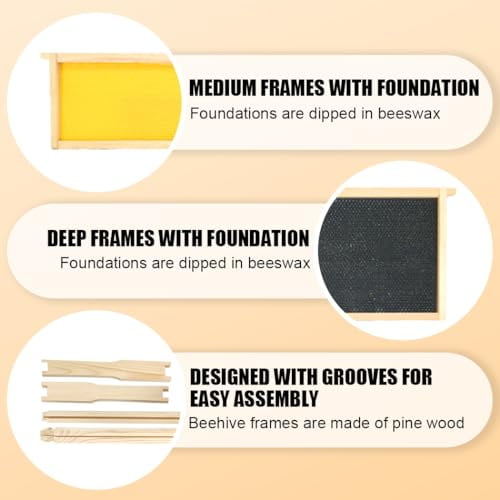 8 Frame Bee Hive, Compelte Bee Hive Starter Kit Includes 1 Deep Brood ...