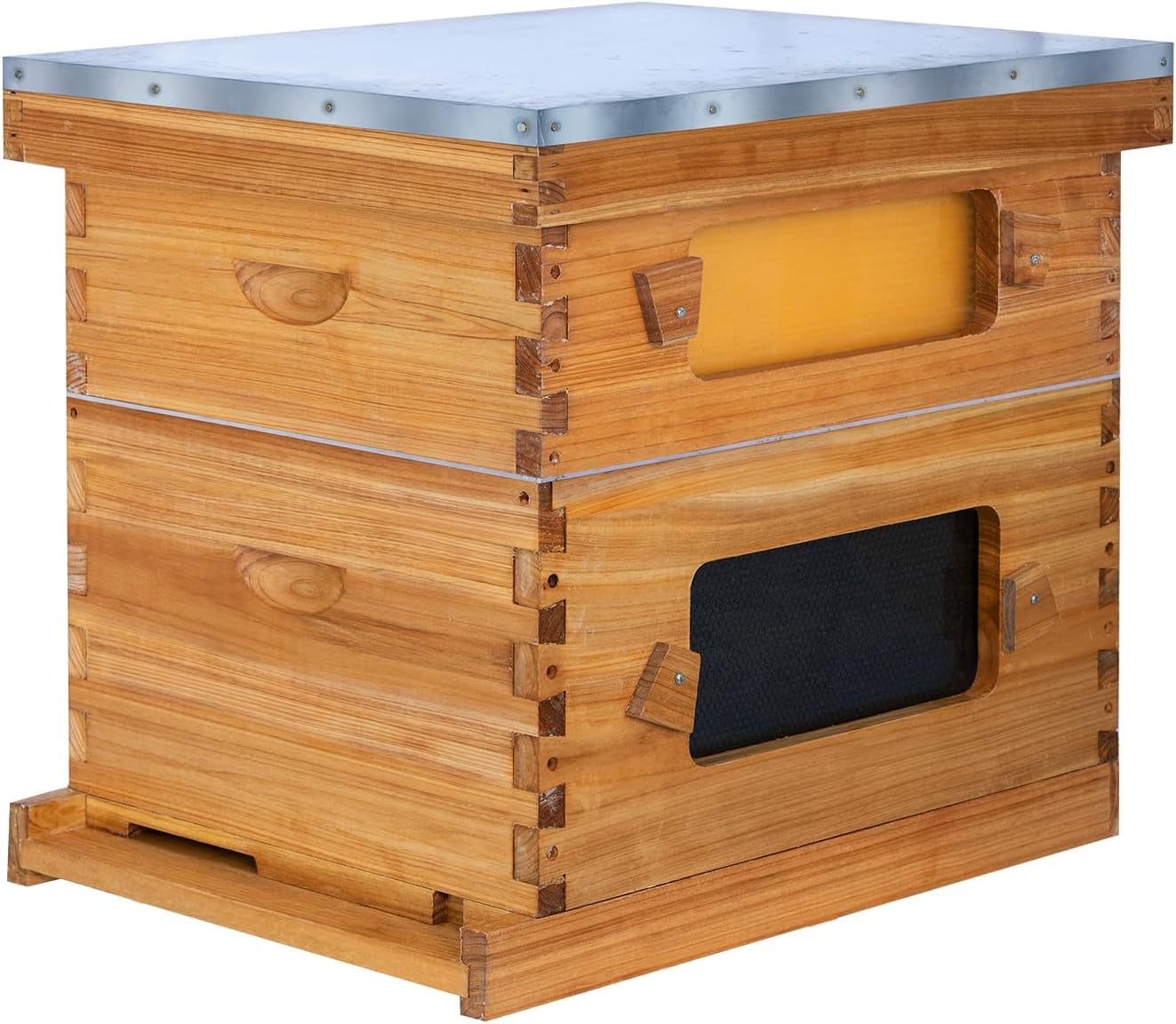 8 Frame Bee Hive Starter Kit with Windows, Beeswax Coated Langstroth ...