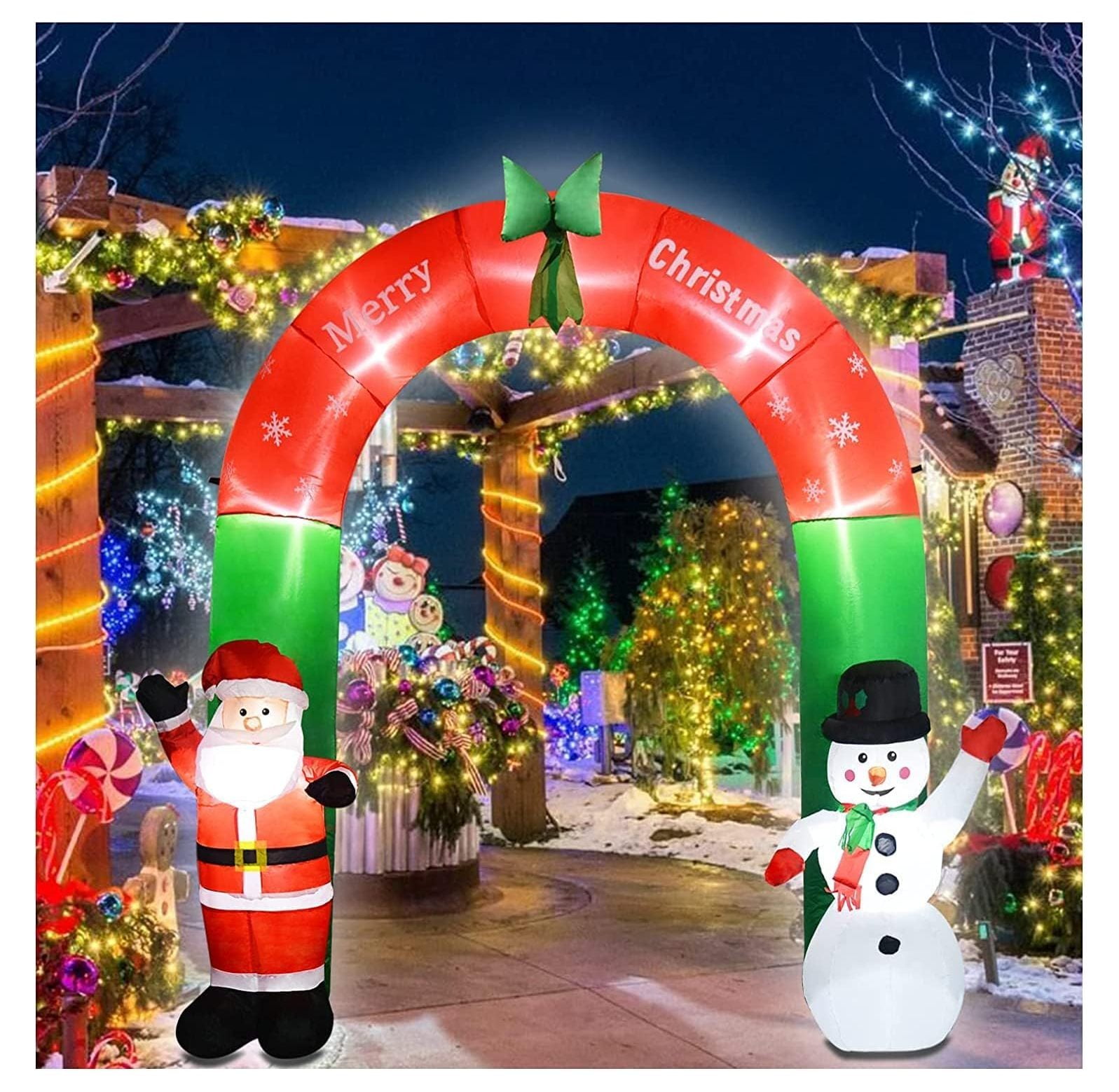 8 Ft Christmas Inflatable Archway Santa Claus And Snowman Inflatable