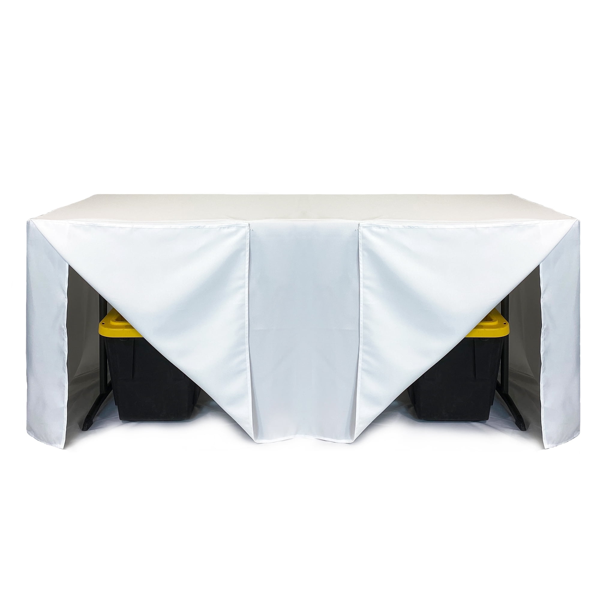 8 Ft Fitted Polyester Rectangular Tablecloth with Back Storage Opening ...