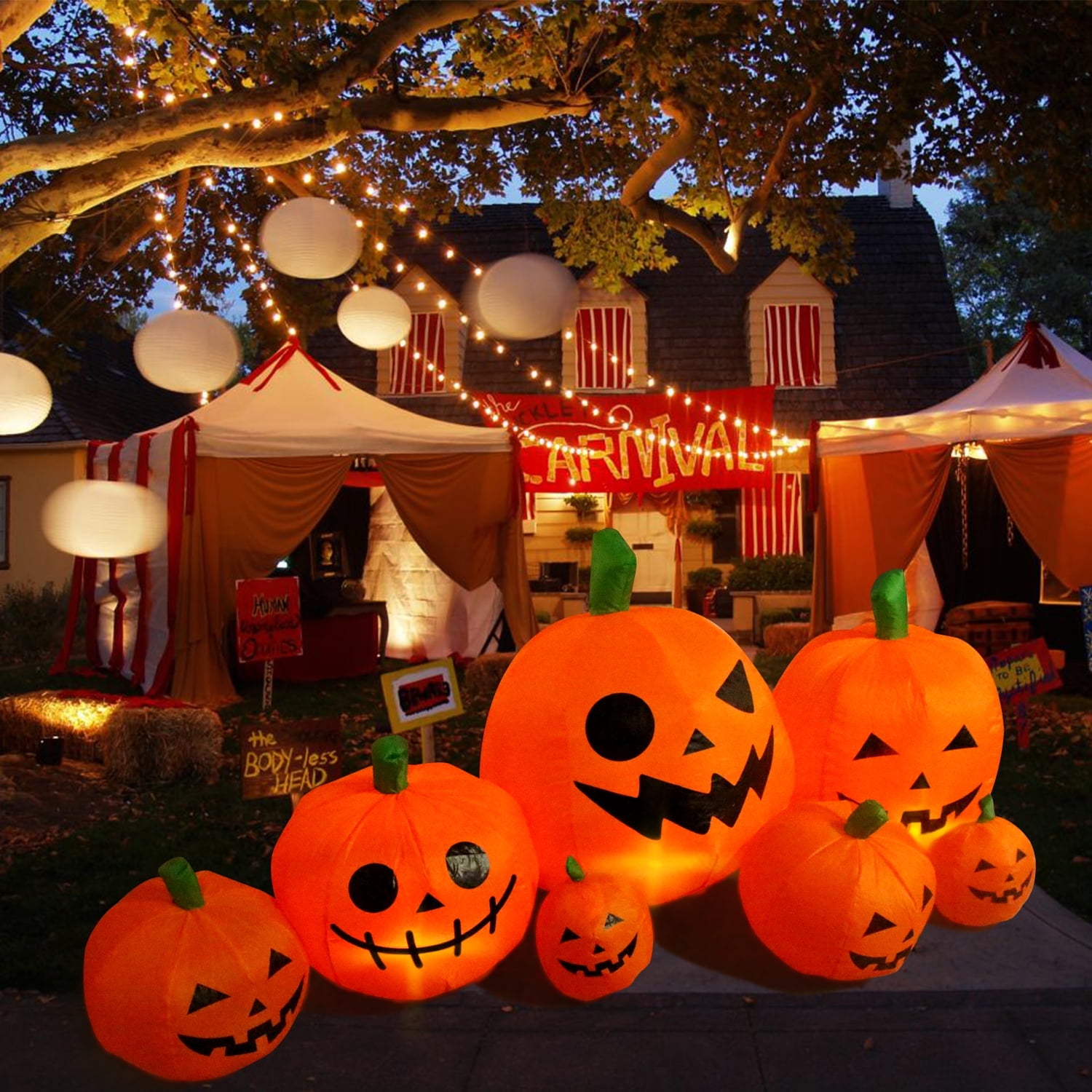 8 Ft Halloween Inflatable Pumpkin, Blow Up Pumpkins Family with LED ...