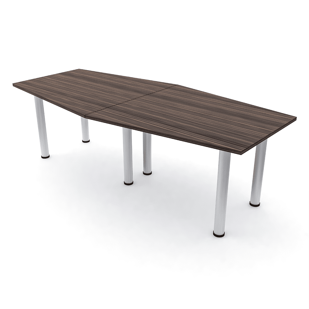 8 Ft Hexagon Irregular Conference Table Silver Post Leg Power And Data ...