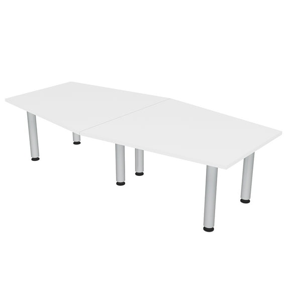 8 Ft Hexagon Irregular Conference Table Silver Post Leg Power And Data ...