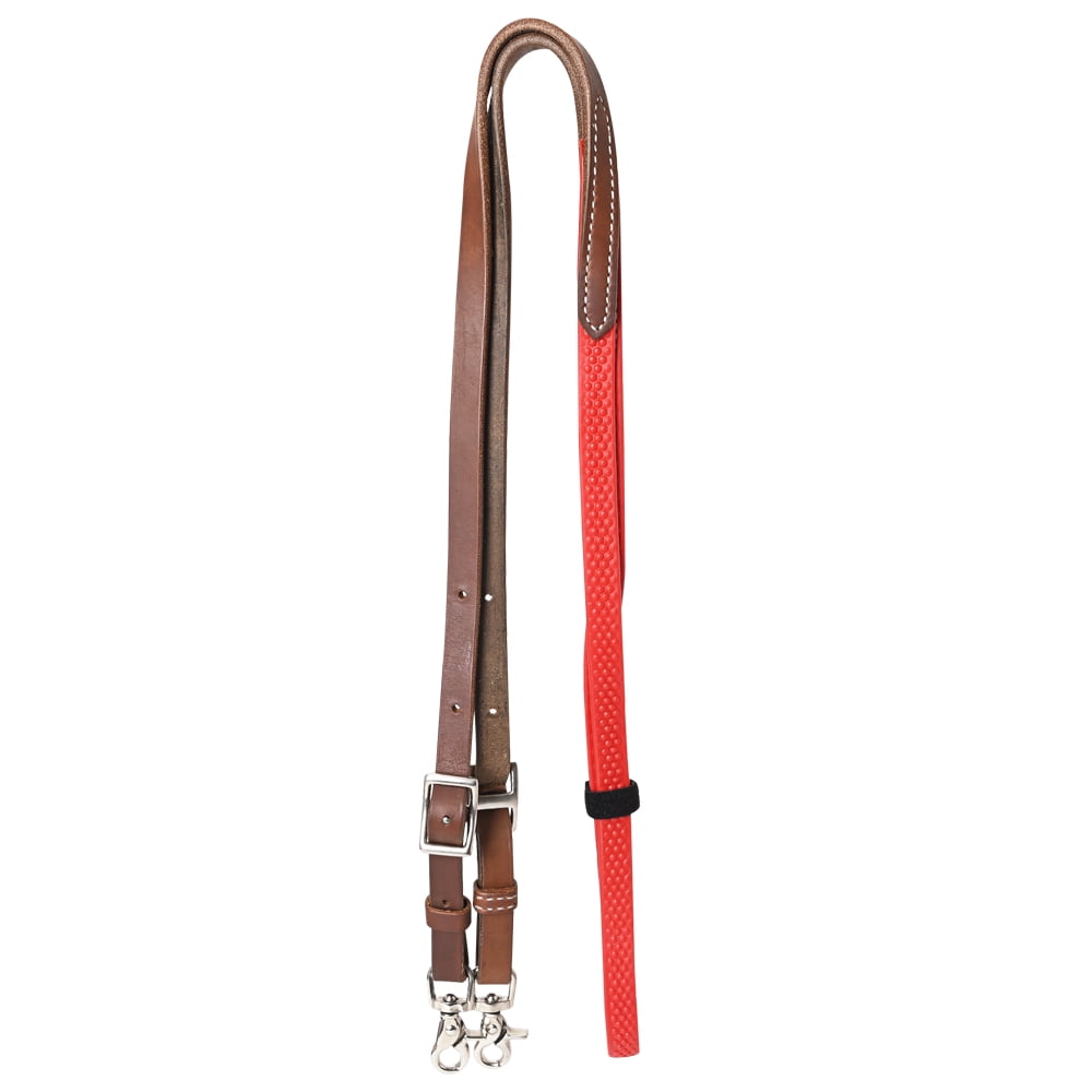 8 Ft Hilason Horse Western Leather Rubber Grip Barrel Roper Reins Brown ...