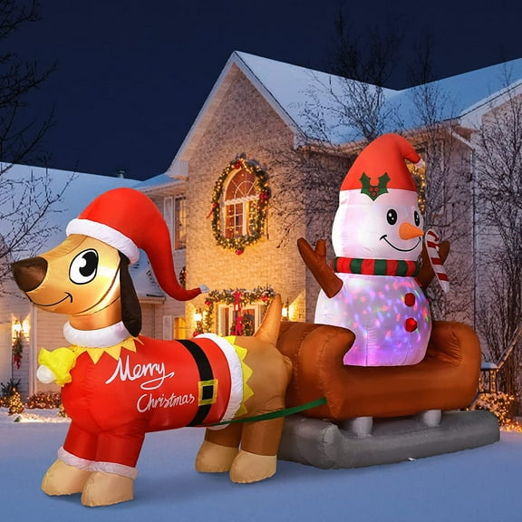 7' Gemmy Airblown Inflatable Outdoor Hunting Santa & Penguin in Deer ...