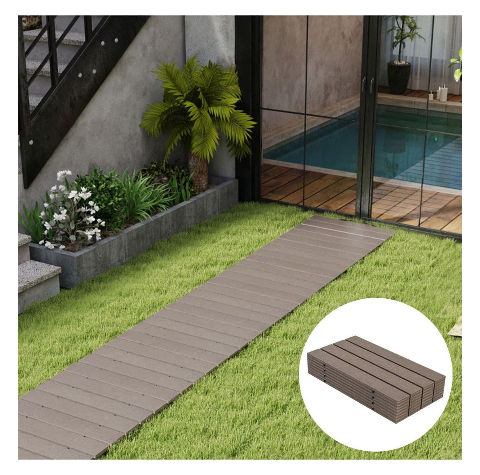 8 Ft Outdoor Pathway Roll, HDPE Garden Walkway, Patio Roll Out Straight ...