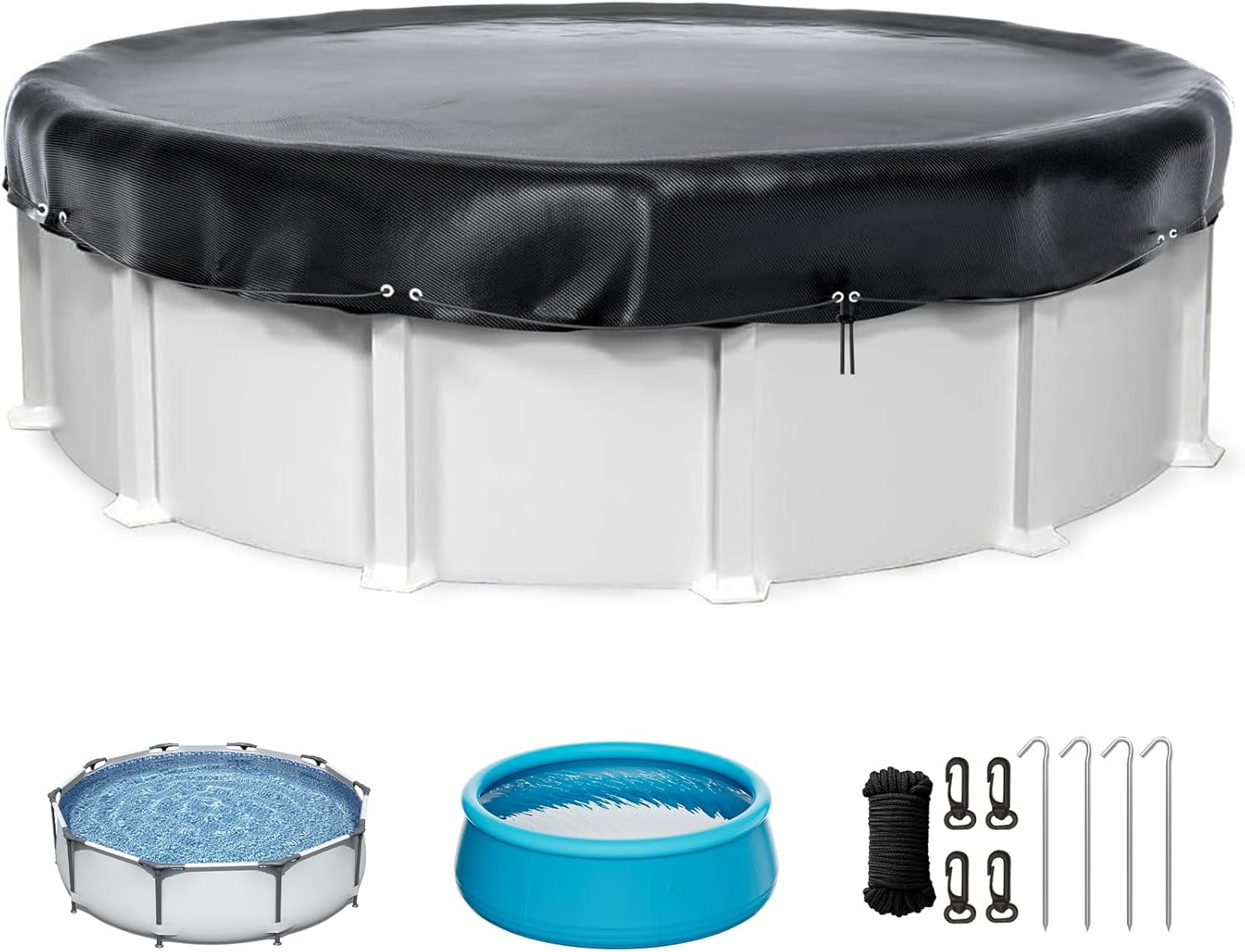 8 Ft Round Pool Cover, Solar Cover for Above Ground Pools, Waterproof ...