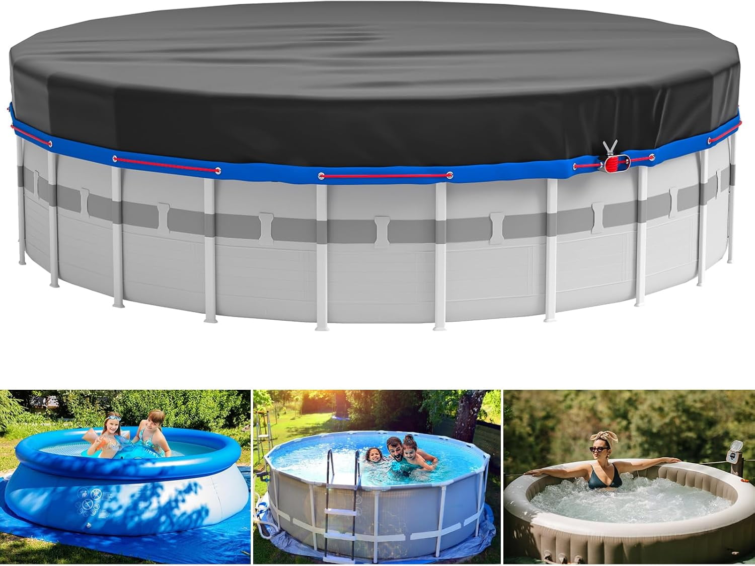 8 Ft Round Pool Cover, Solar Covers for Above Ground Pools, Summer Pool ...