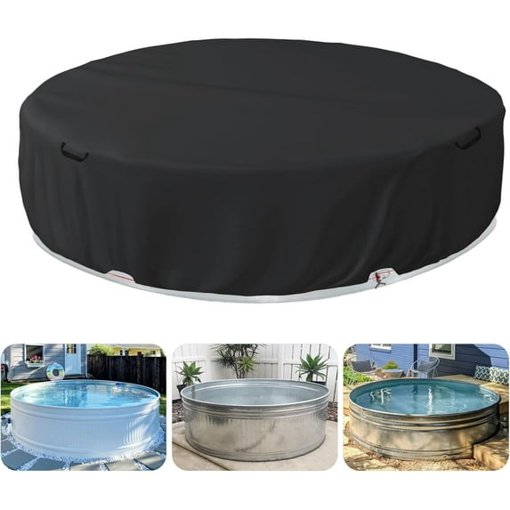 8 Ft Steel Round Stock Tank Pool Cover - Upgraded to Full Coverage ...