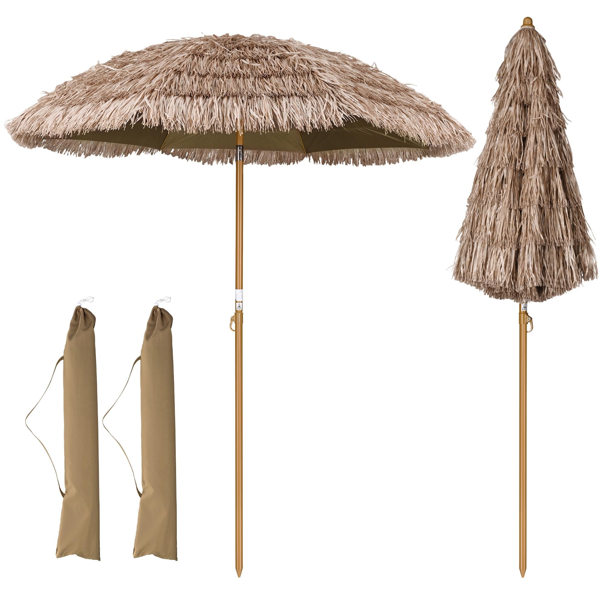 8 Ft Tiki Thatched Umbrella UV30+ Protection - 2 packs - Hawaiian ...