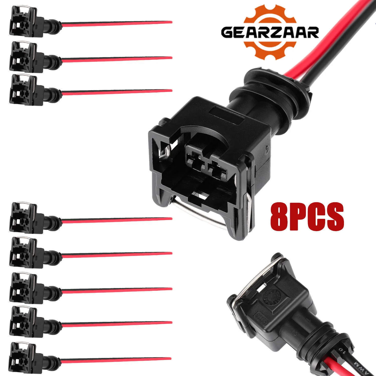 8 Fuel Injector Connector Wiring Plugs Clips Fit EV1 OBD1 Pigtail Cut ...