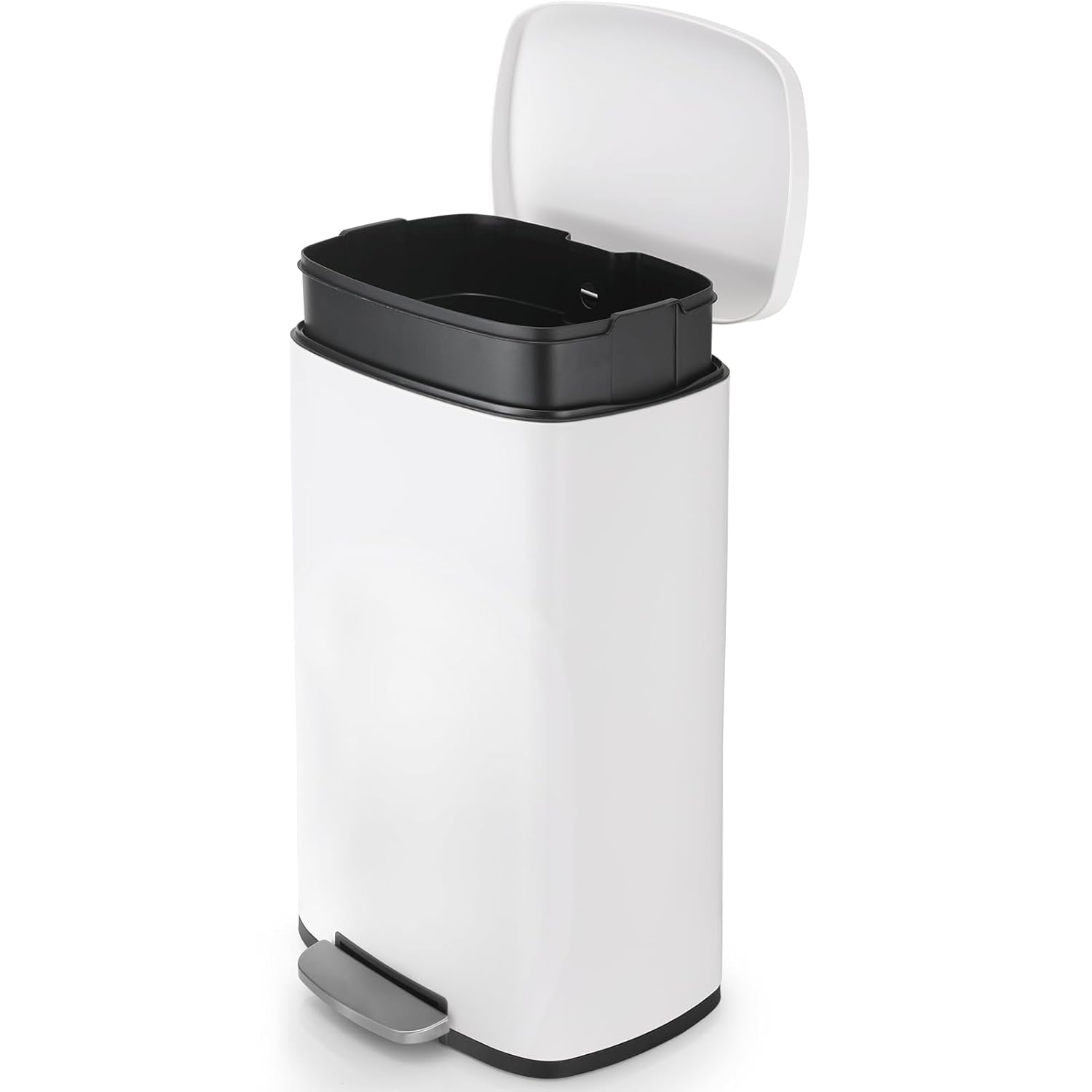 8 Gal Kitchen Trash Can, 30L Recycling or Garbage Bin, Brushed Stainless Steel Waste Basket ...